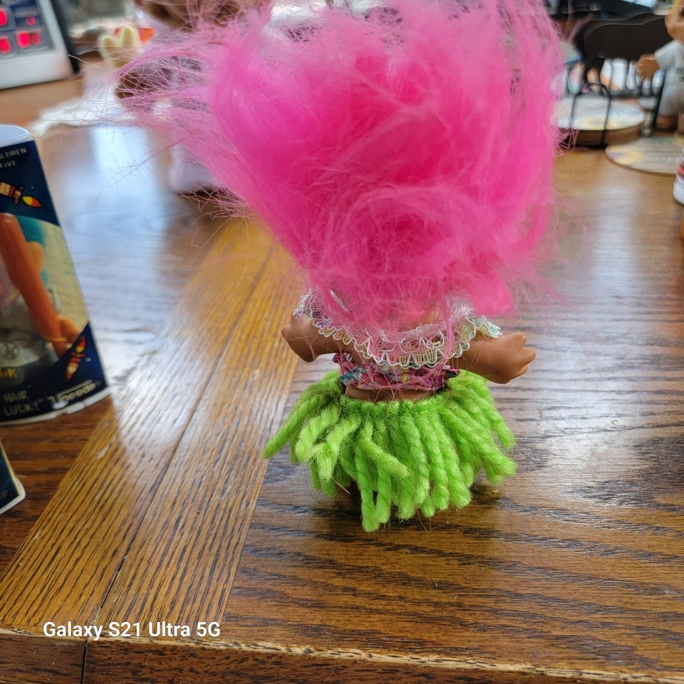 Vintage Russ Troll Doll Hawaiian Hula Girl 5"Pink Hair | eBay