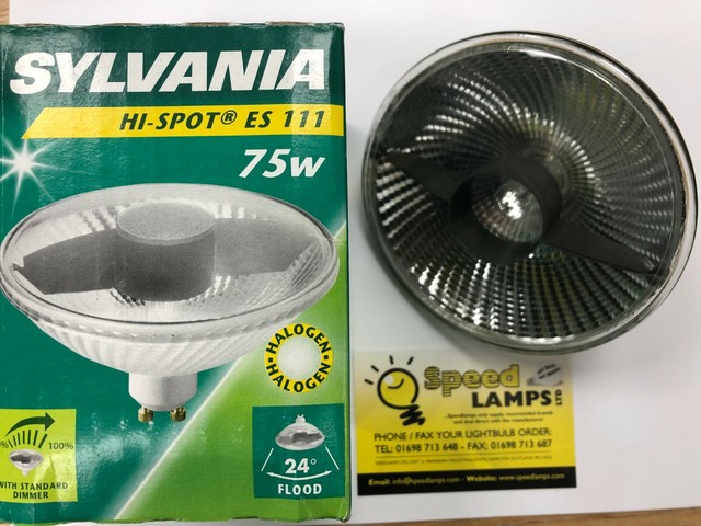 2 X SYLVANIA Hi-spot Es111 75w Gu10 24° Flood Halogen Reflector Lamp ...