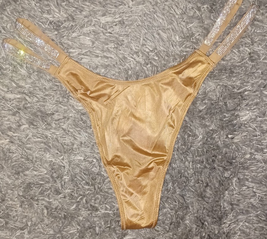 VS shine rhinestone Dbl strap Thong panty new size Medium Toffee | eBay