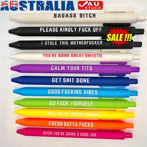 11Pcs Funny Pens Swear Word Pen Set Black Ink Writing Pen Funny Office ...