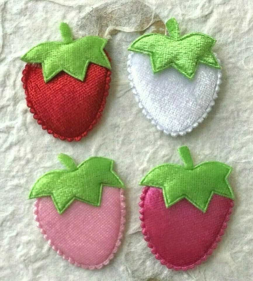 (30-40pc) x 1.75" Mix Padded Velvet Strawberry Appliques/Felt for Bows ...