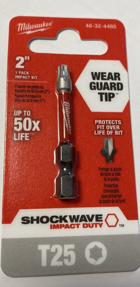 3 PK MILWAUKEE TOOL 2" Impact Bit T25 Torx Power Bit Wear Guard Tip 48 ...
