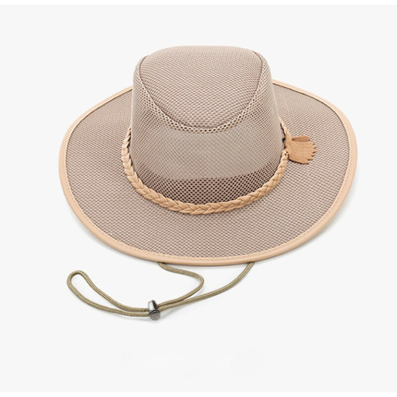 Men Mesh Cowboy Hat Cap Jazz Fedora Western Sun Wide Brim Summer Beach ...