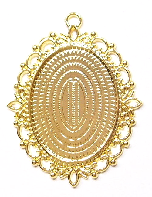 4 of 40x30mm Shiny Gold Victorian Deco Four Loops w/Scallops Pendant ...