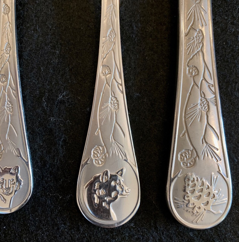 RIVERS EDGE Outdoors Deer Moose Wolf Bear Pinecone Flatware Silverware ...