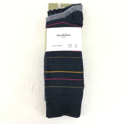 Goodfellow & Co Mens Crew Socks 3 Pair Striped Polka Dot Colorful Size ...