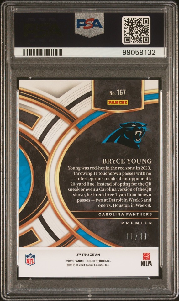 2023 PANINI SELECT NEON GREEN PRIZM #167 BRYCE YOUNG ROOKIE RC 11/49 PSA 10 | eBay