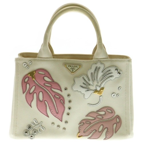 PRADA Kanapa Hawaii Limited 2WAY Bag Handbag Shoulder Bag White Gold ...