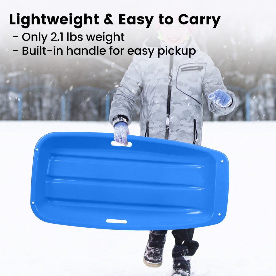 35" Snow Sled with 16.5Ft Pull Rope Plastic Downhill Snow Sled Winter ...