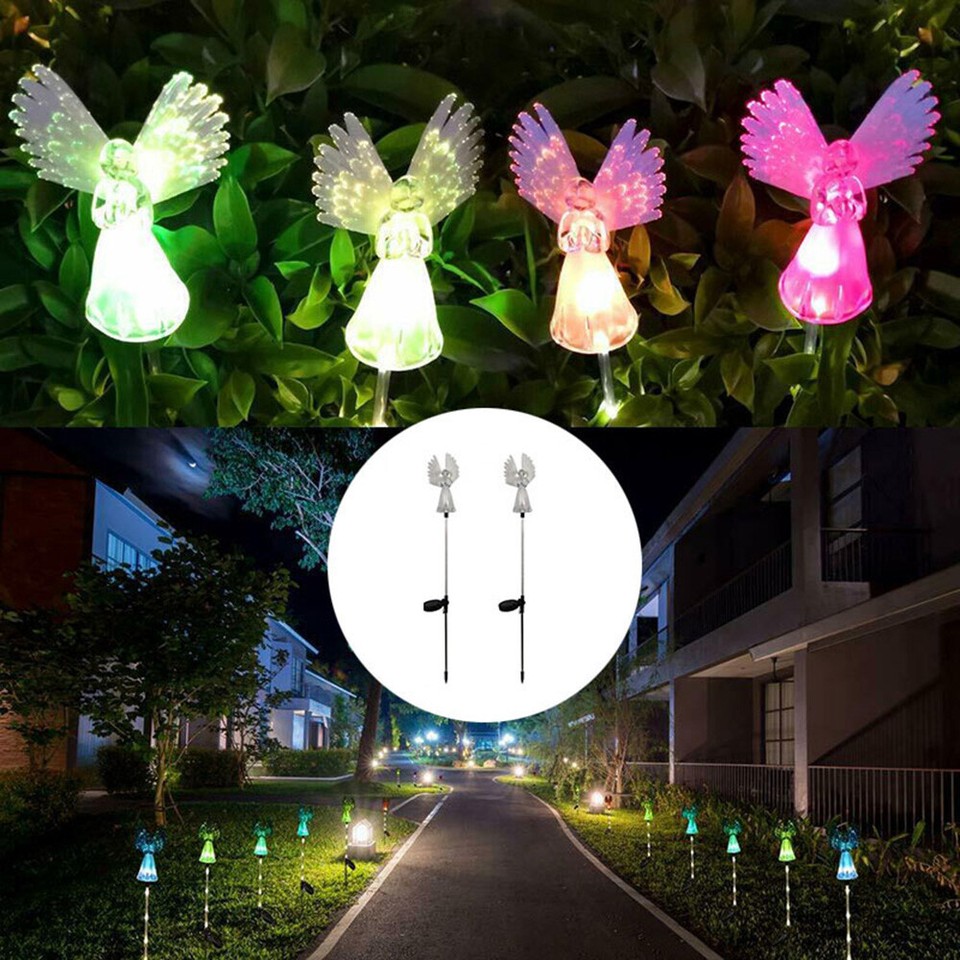 2 Pack Solar Powered Angel Lights Outdoor Decorative Light For Garden ...