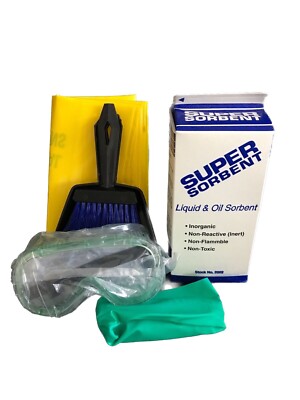 Emergency Super Sorbent Spill Cleanup Kit - Sorbent Goggle Glove Broom ...