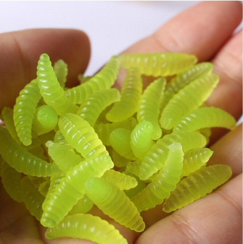 50 Artificial Soft Imitation Bait Maggots Grub Lure Fake for Carp Hair ...