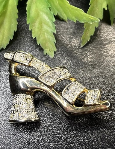 Gold Tone Rhinestone High Heel Shoe Pin Brooch | eBay