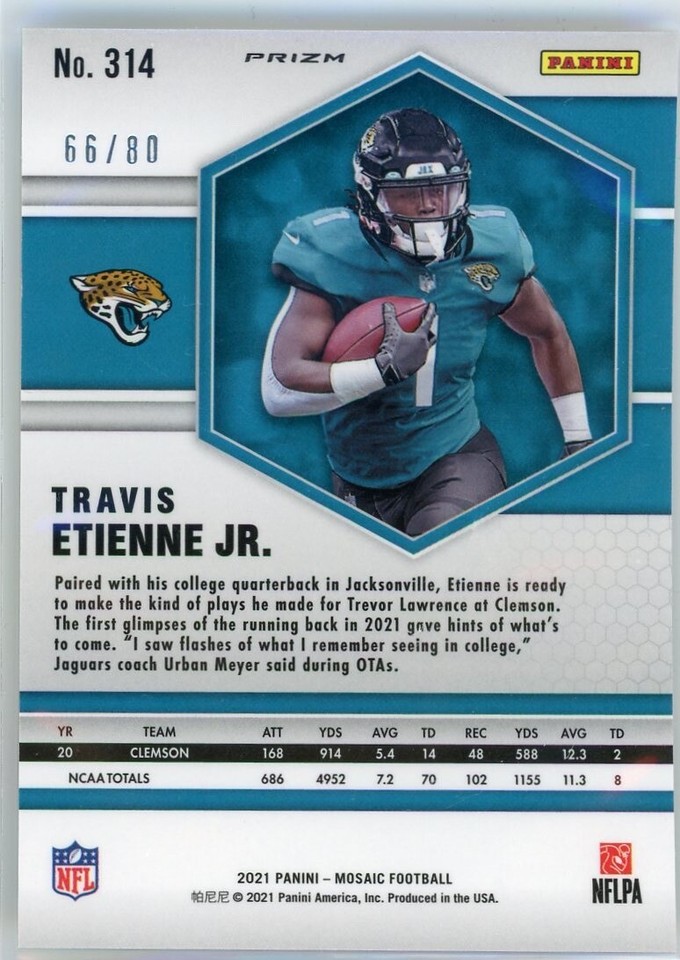 2021 Panini Mosaic Football Choice Red/Yellow Rookie #314 Travis ...