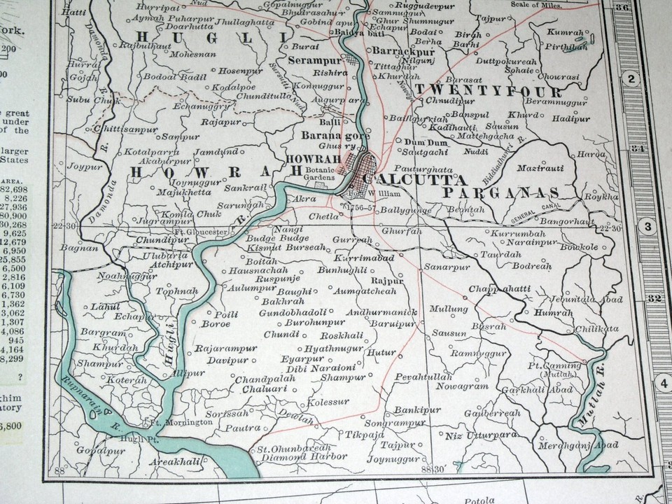 1897 ANTIQUE DATED MAP OF NORTHERN INDIA PUNJAB KASHMIR RAJPUTANA NEPAL ...