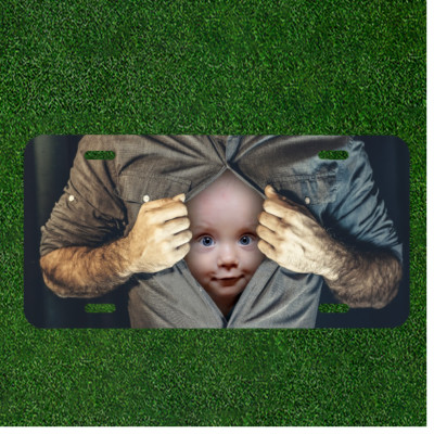 Custom Personalized License Plate Auto Tag With Baby Through Mans Shirt ...