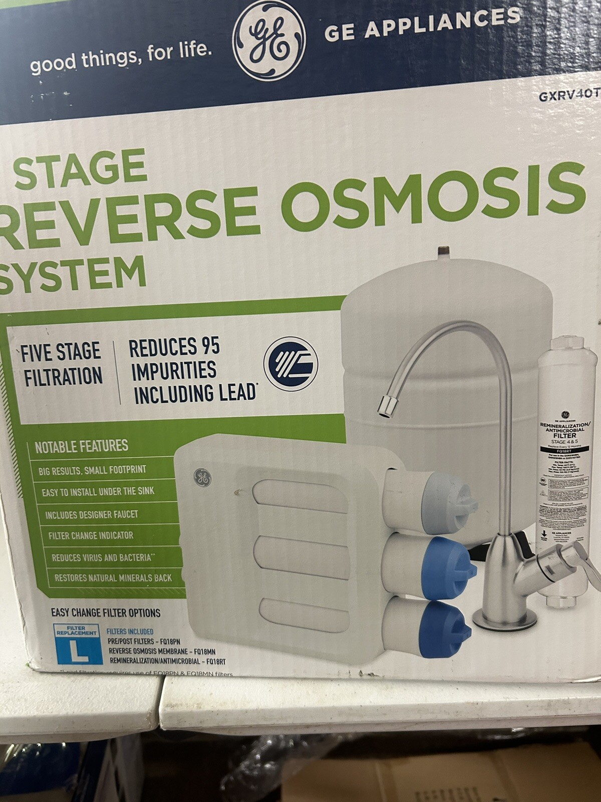 Ge Reverse Osmosis Water Filtration System 5 stage (GXRV40TBN) New | eBay