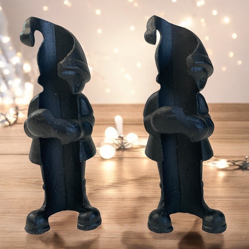 Crate Barrel Cast Iron Elf Taper Candle Hugger Holder Pair 5.25 ...