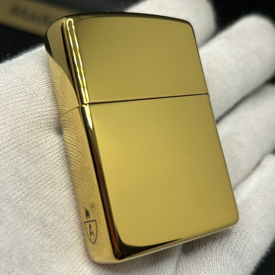 Zippo Armor Case Titanium Gold Side Logo Oil Lighter Etching Brass ...