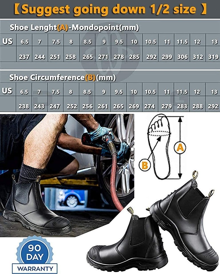 Steel Toe/Soft Toe Slip-on Waterproof Working Shoes Safety Laceless ...