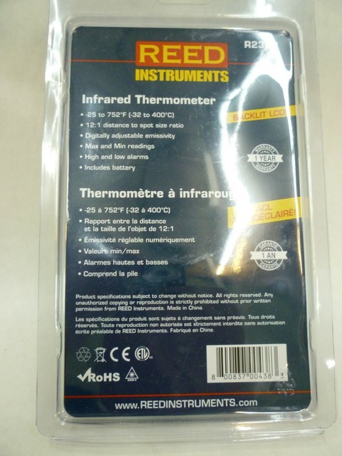 Reed Instruments R2300 Infrared Thermometer 121 752°f 400°c for sale ...