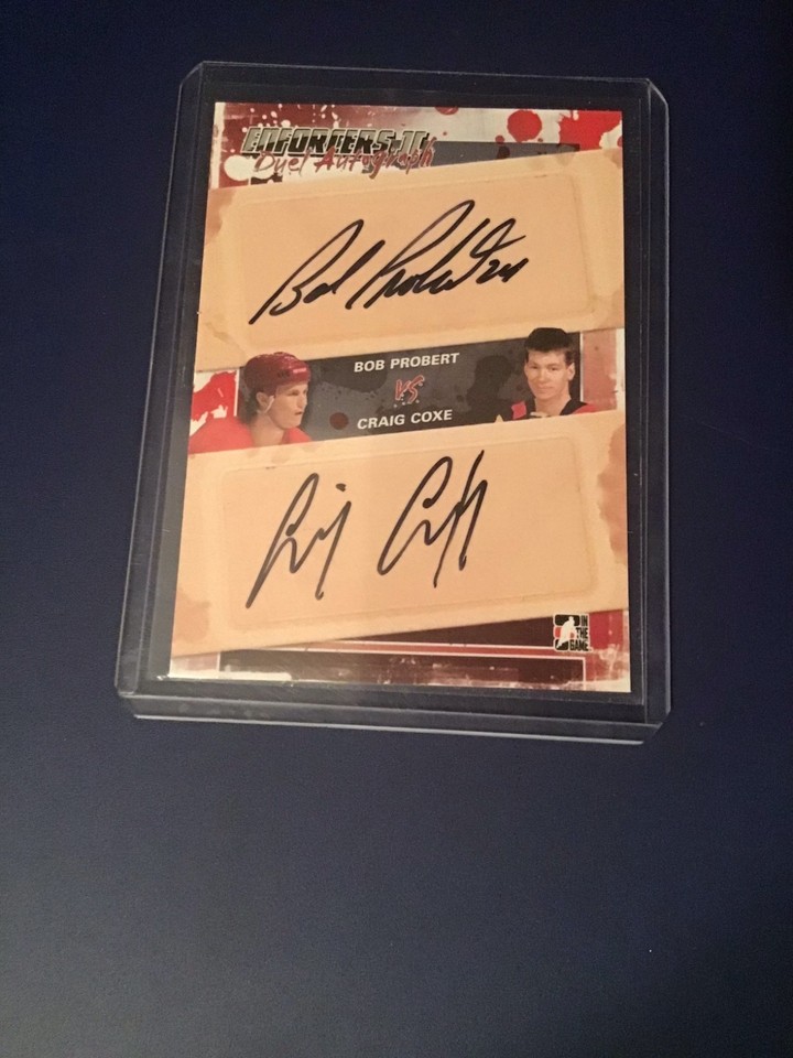 2012-13 In The Game Enforcers II Duel Autographs Bob Probert-Craig Coxe ...