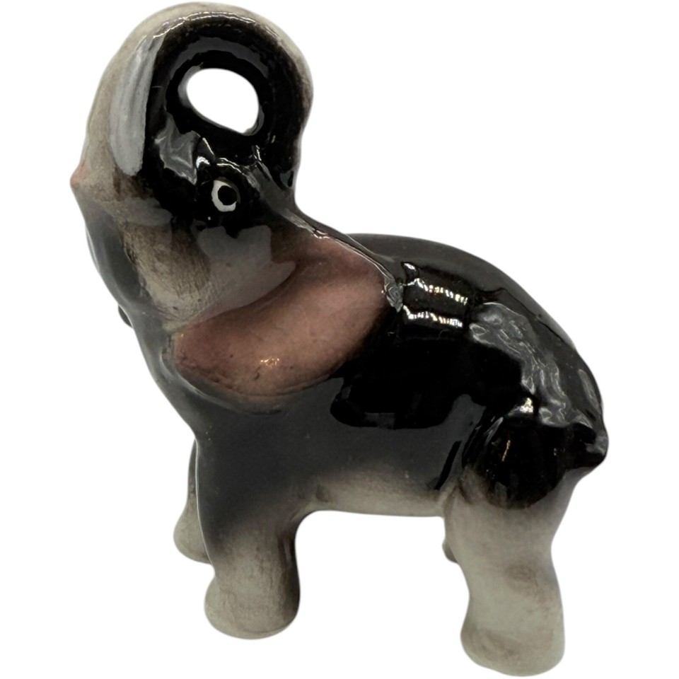 Vintage Elephant Figurine Ceramic Animal Decor Collectible Trunk Up ...
