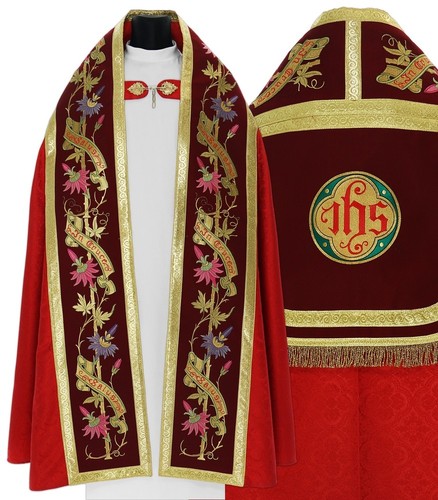 Red Roman Cope with stole Vestment Capa pluvial Roja Piviale Rosso ...