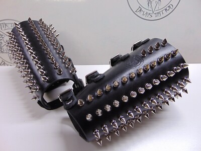 DARKTHRONE'S LEATHER SPIKED OLD SCHOOL GAUNTLETS...BLACK METAL ...