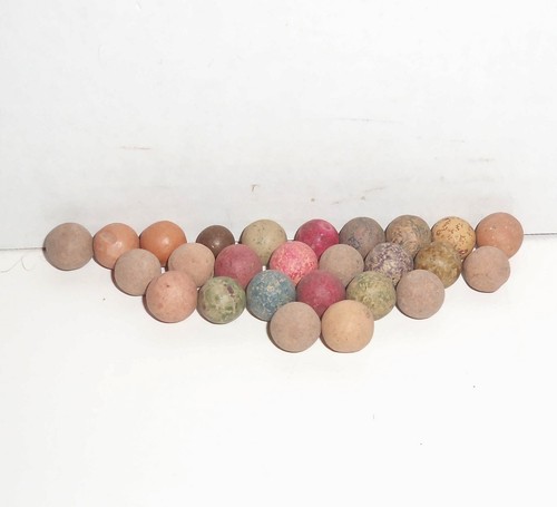 25 Antique Plain & Multi-Color Clay Marbles 1 Steelie | eBay