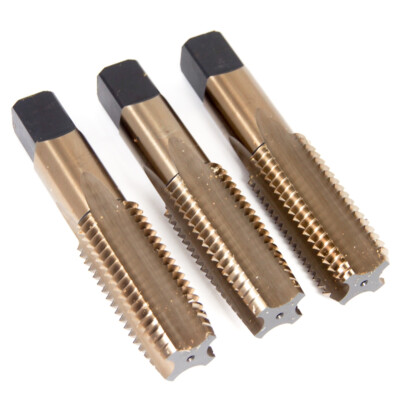 Lawson 61077 Taper, Plug, Bottoming Hand Tap Set 1-3/8-6 4FL HSS Gold ...