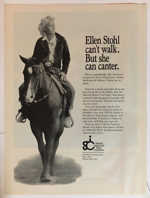 Ellen Stohl Horse Riding Spinal Cord 1989 Vintage Print Ad 8x11In. Wall ...