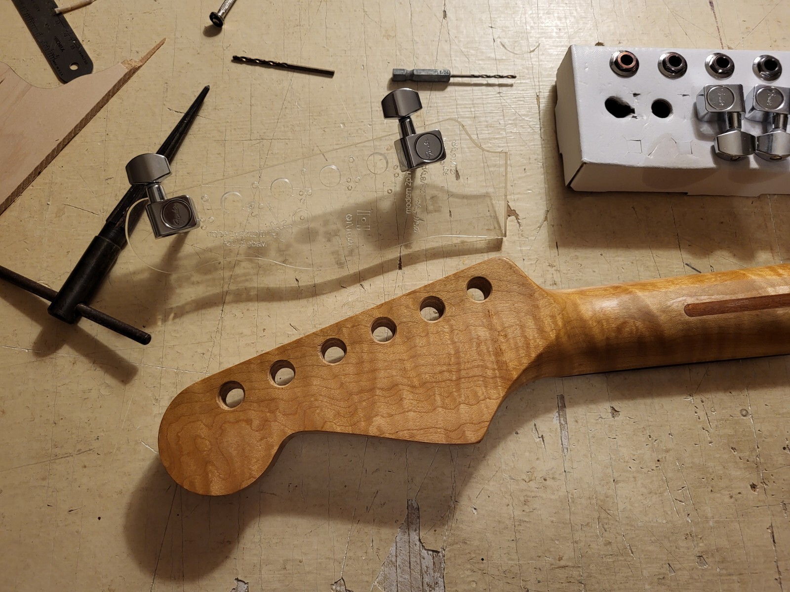 Custom Guitar Headstock Template Tuner Drill Pattern Strat neck HSMST ...