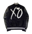 Mens The Weeknd XO Bomber Jacket | Black Wool leather Lettermen Varsity ...