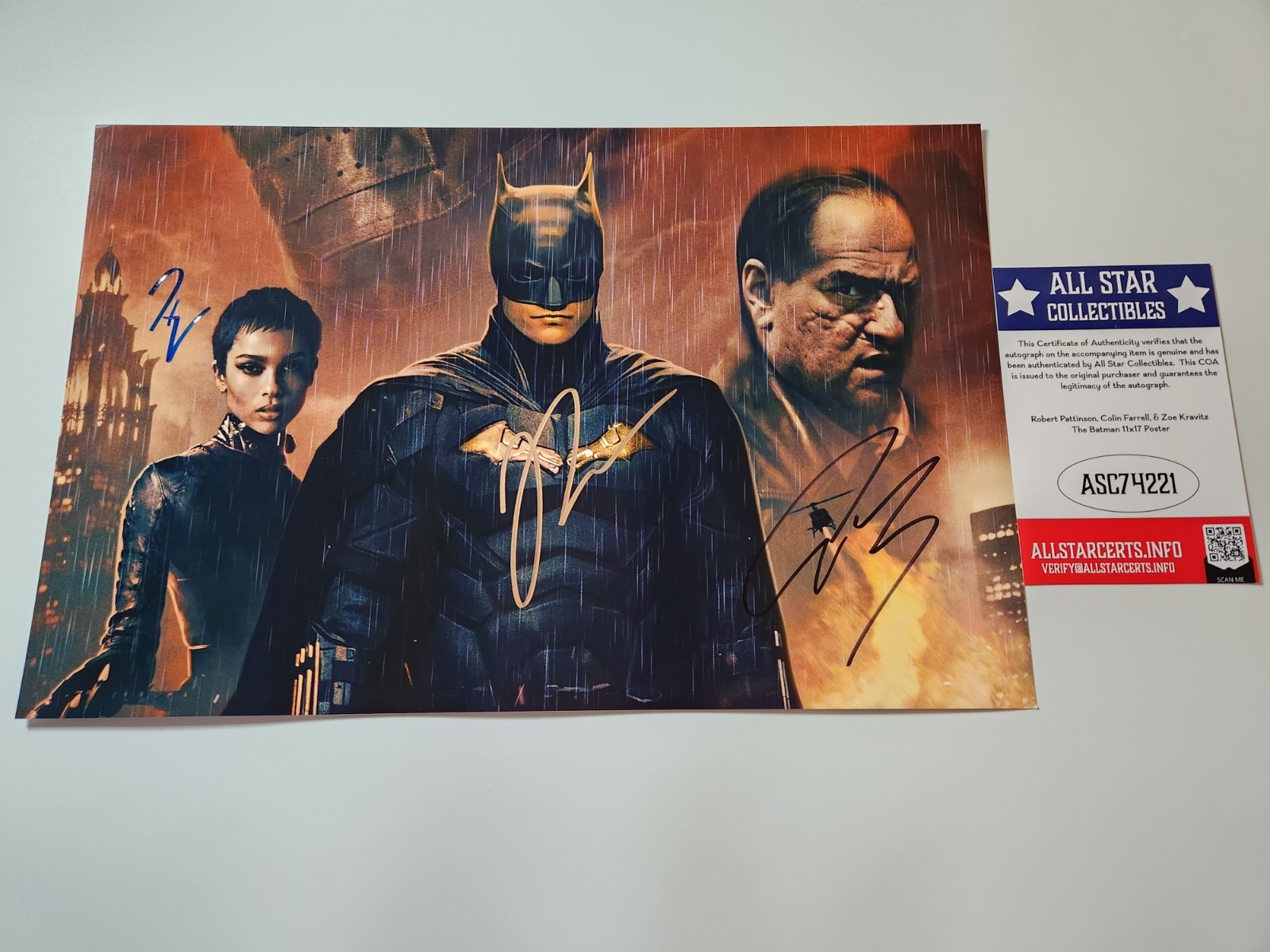 Robert Pattinson Colin Farrell Zoe Kravitz Autographed Batman 11x17 ...