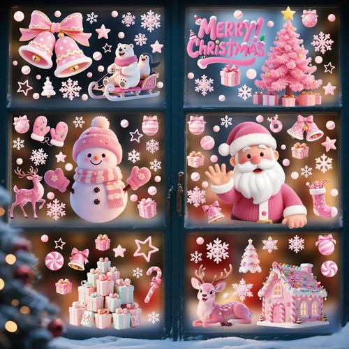 Christmas Santa Decals 20x30cm Size Easy To Apply Festive Window ...