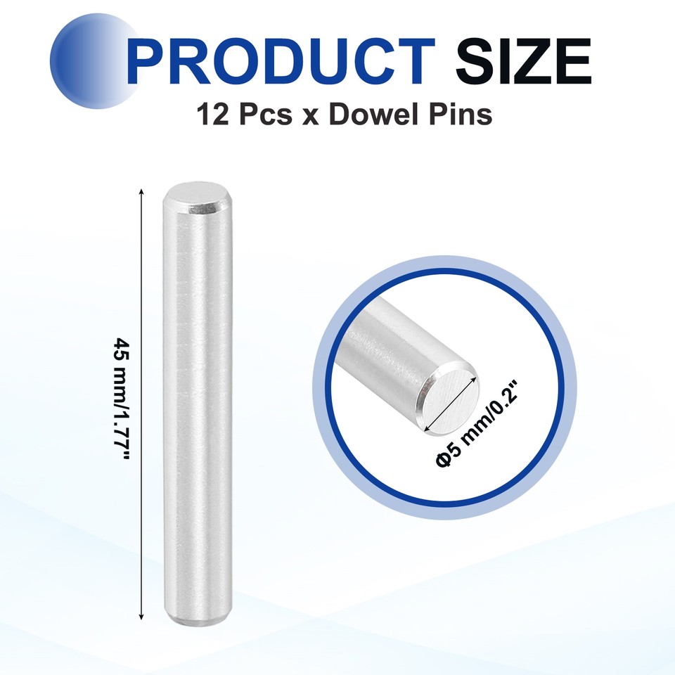 12 Pcs 5x45 mm 316 Stainless Steel Dowel Pin, Cylindrical Shelf Support ...