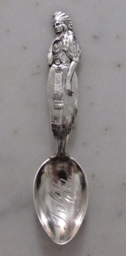 16.26g Antique Sterling Silver Souvenir Spoon Full Body Indian Tulsa ...