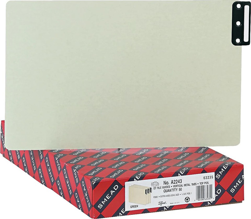 Smead End Tab Guides Blank Vertical Metal Tabs Pressboard Legal 50/Box ...