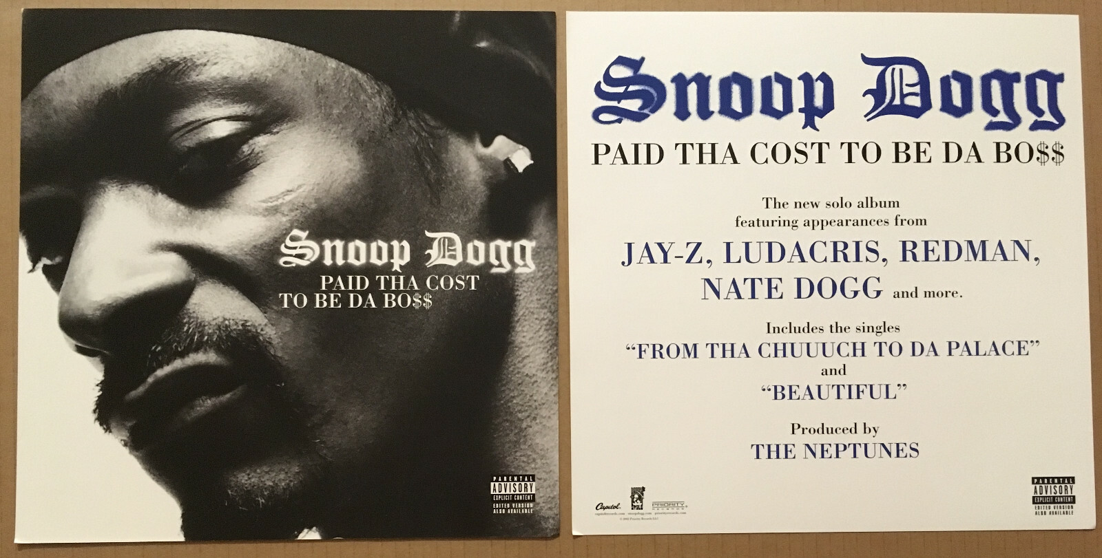 SNOOP DOGG Rare 2002 SET of 2 DOUBLE SIDED PROMO POSTER FLAT for Paid ...