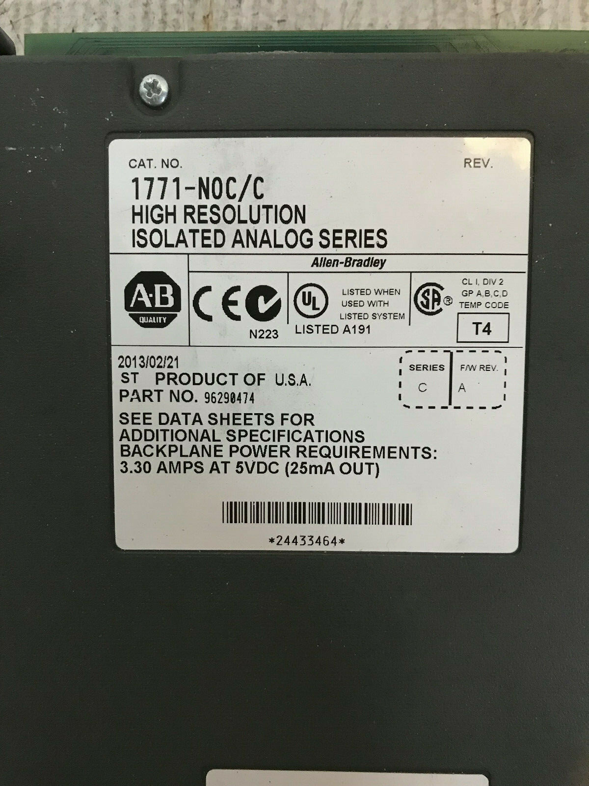 Allen-Bradley 1771-NOC/C High Resolution Isolated Analog Series | eBay