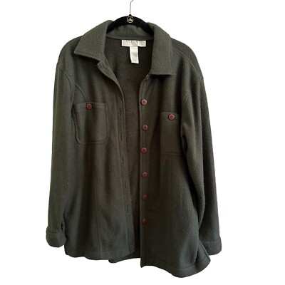Women’s Army Green Vintage Easy wear Shacket Fleece Button Down ...