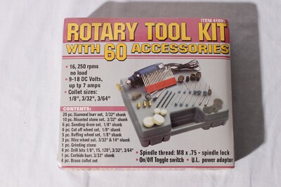 Harbor Freight 41695 Rotary Tool Kit w 60 Accessories New Sealed | eBay