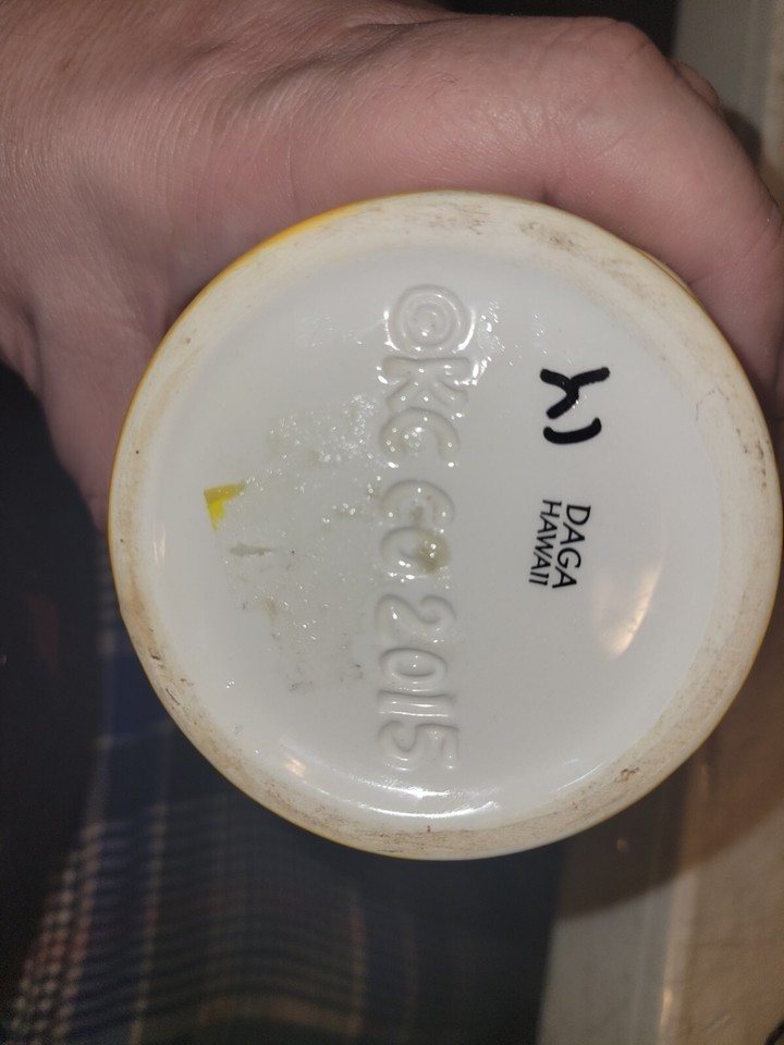 2010 KC Co Happy Tiki Mug Smiling yellow Policemans ball | eBay