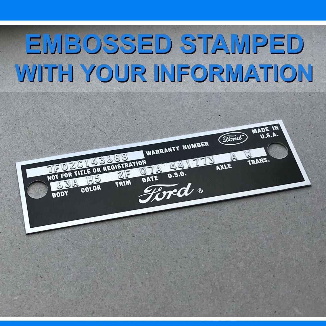 FORD DATA PLATE DOOR TRIM OPTION TAG MUSTANG THUNDERBIRD FAIRLANE ...