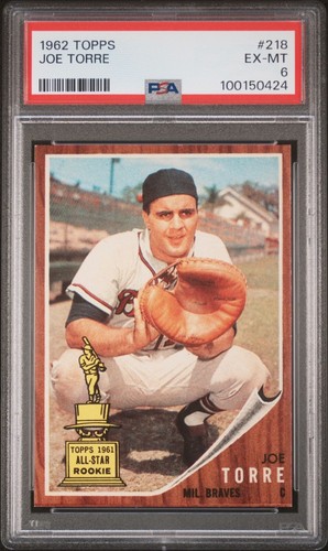1962 Topps Joe Torre HOF Rookie # 218 PSA 6 EX-MT Milwaukee Braves | eBay