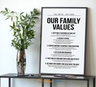 Personalized Family Values Sign Custom Our Family Values Print Room ...