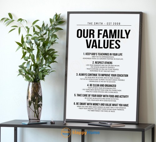 Personalized Family Values Sign Custom Our Family Values Print Room ...