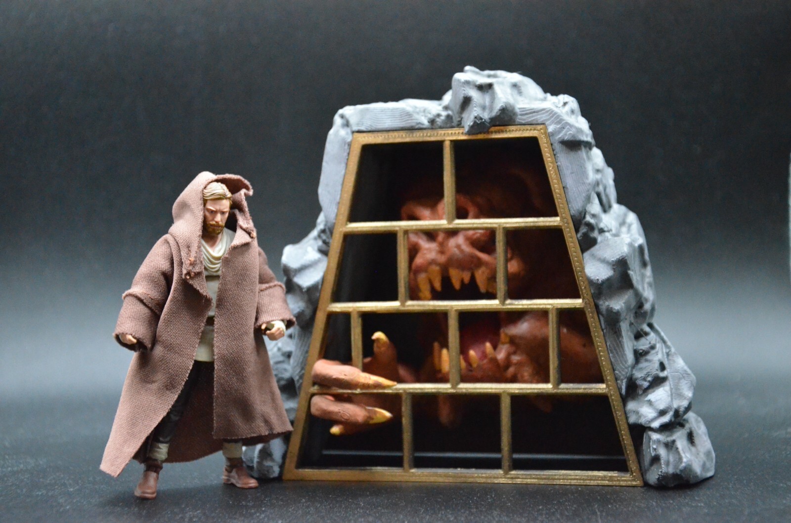 JABBAS PALACE RANCOR PIT MONSTER GATE CUSTOM 3.75 1:18 scale DIORAMA ...
