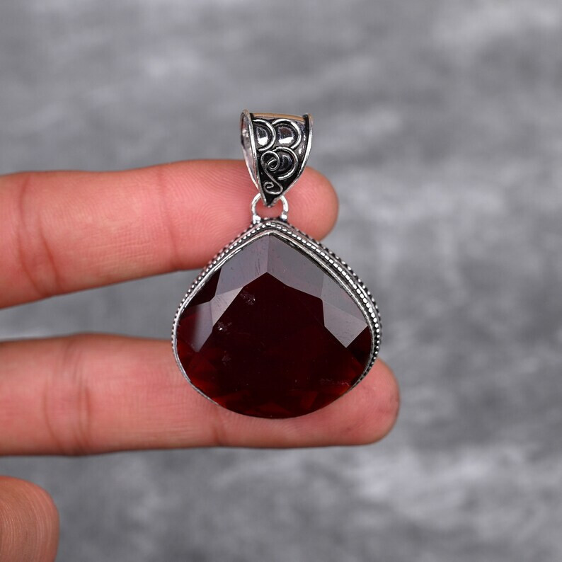 Wonderful Garnet Gemstone 925 Sterling Silver Handmade Pendant S-20 ...